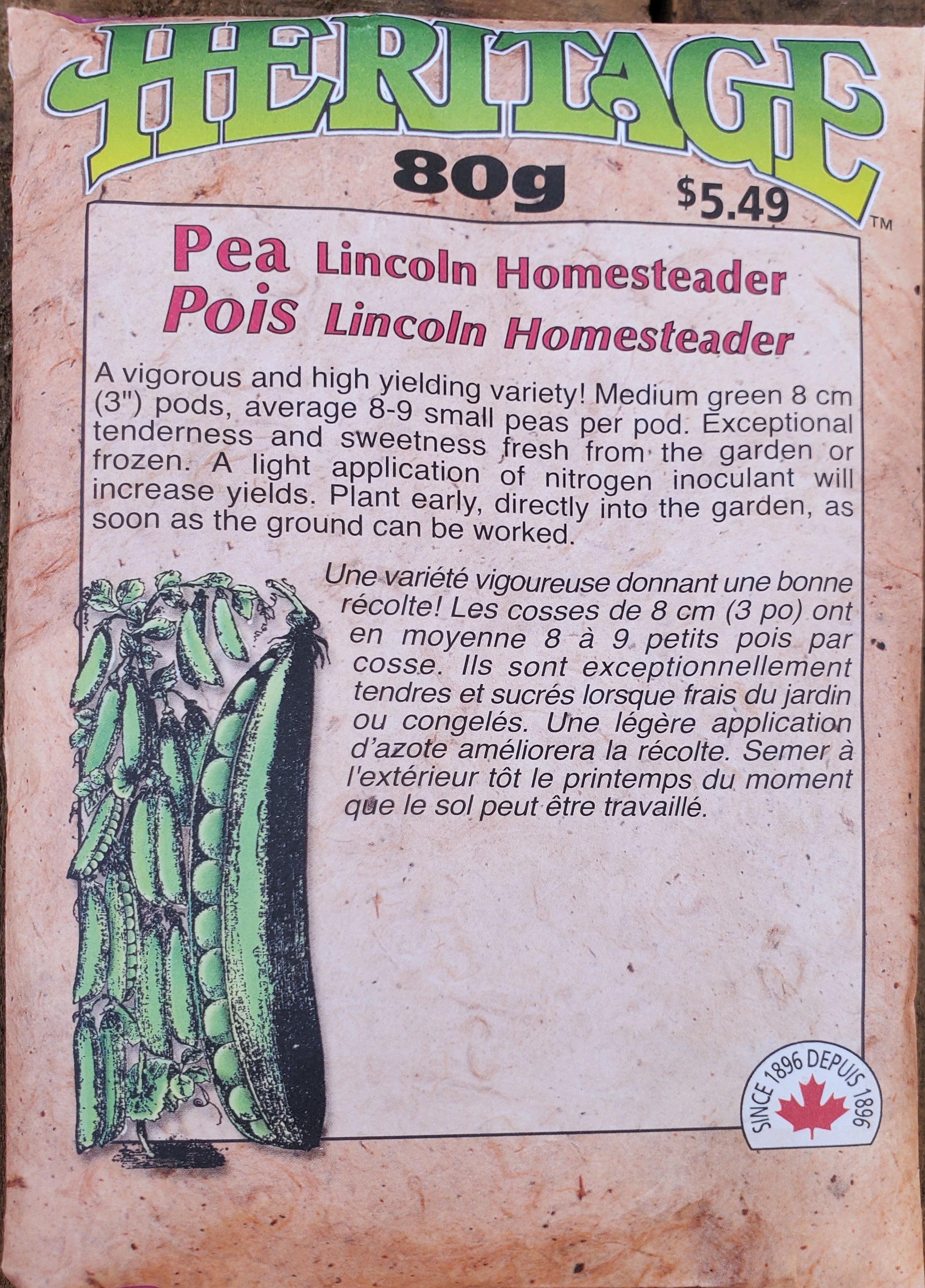 Pea Seeds - Lincoln Homesteader – Greenland Garden Centre