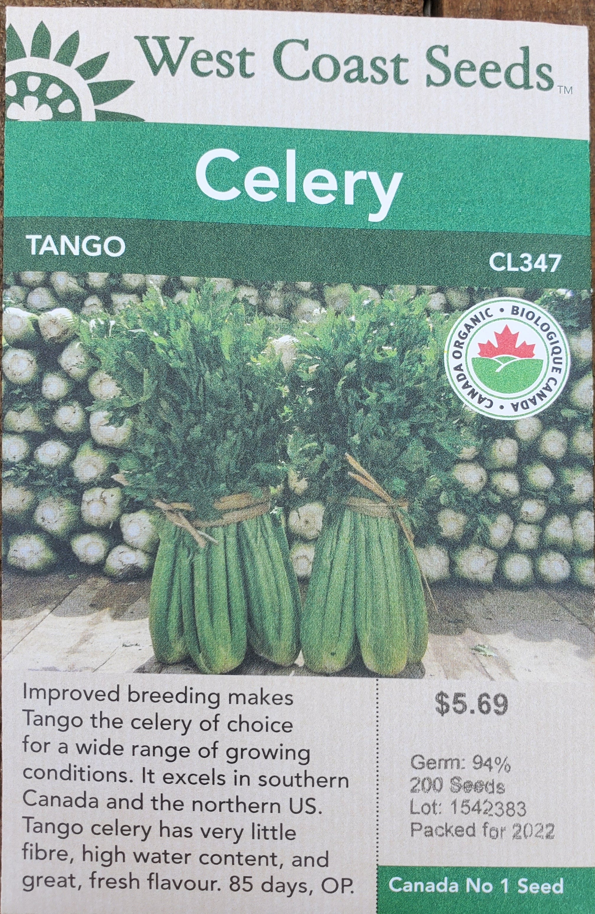 Organic Celery Seeds - Tango – Greenland Garden Centre